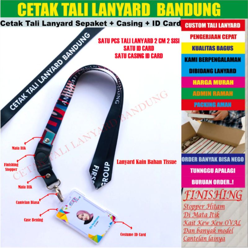 Jual Tali lanyard custom id card dan casing satu paket/sepaket cetak ...