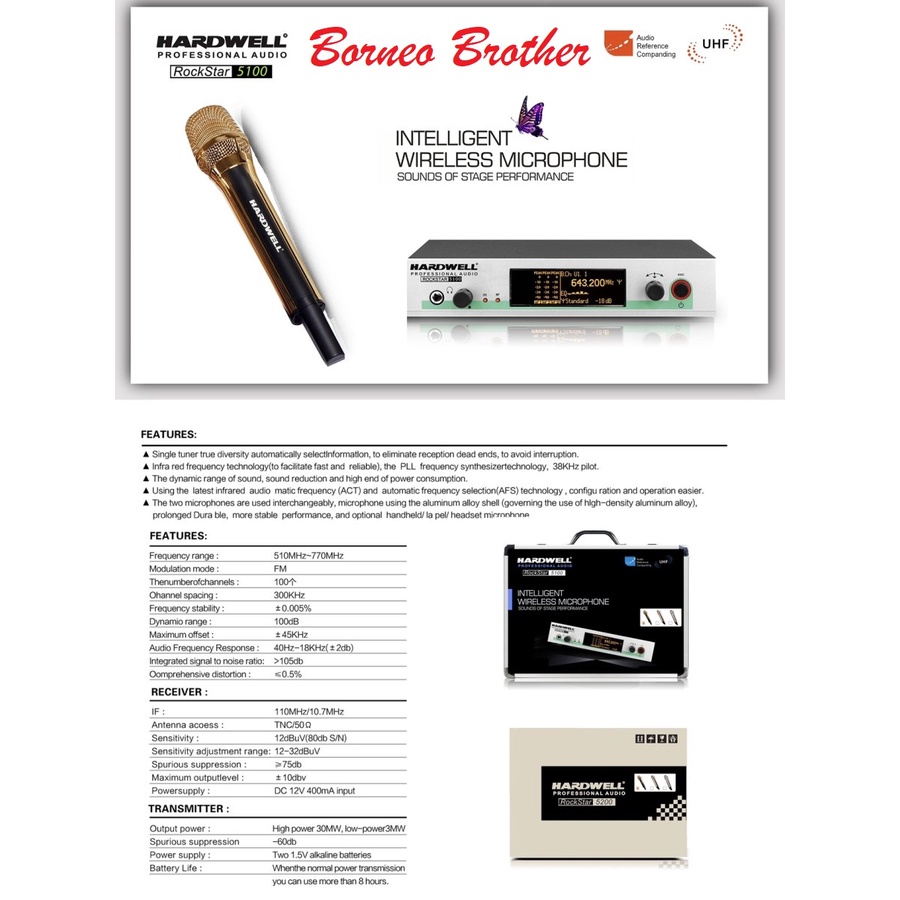 Jual Mic Wireless Hardwell Rockstar 5100 Rockstar-5100 Original Single Mic Handheld | Shopee ...