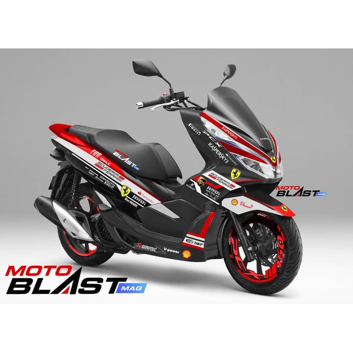 Jual Decal Stiker Honda PCX 150 Livery Ferrari Black Motoblast Full ...