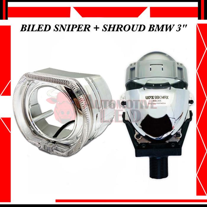 Jual LAMPU PROJECTOR BILED SNIPER MAX UPS HELLA PLUS SHROUD BMW 3 INCHI ...