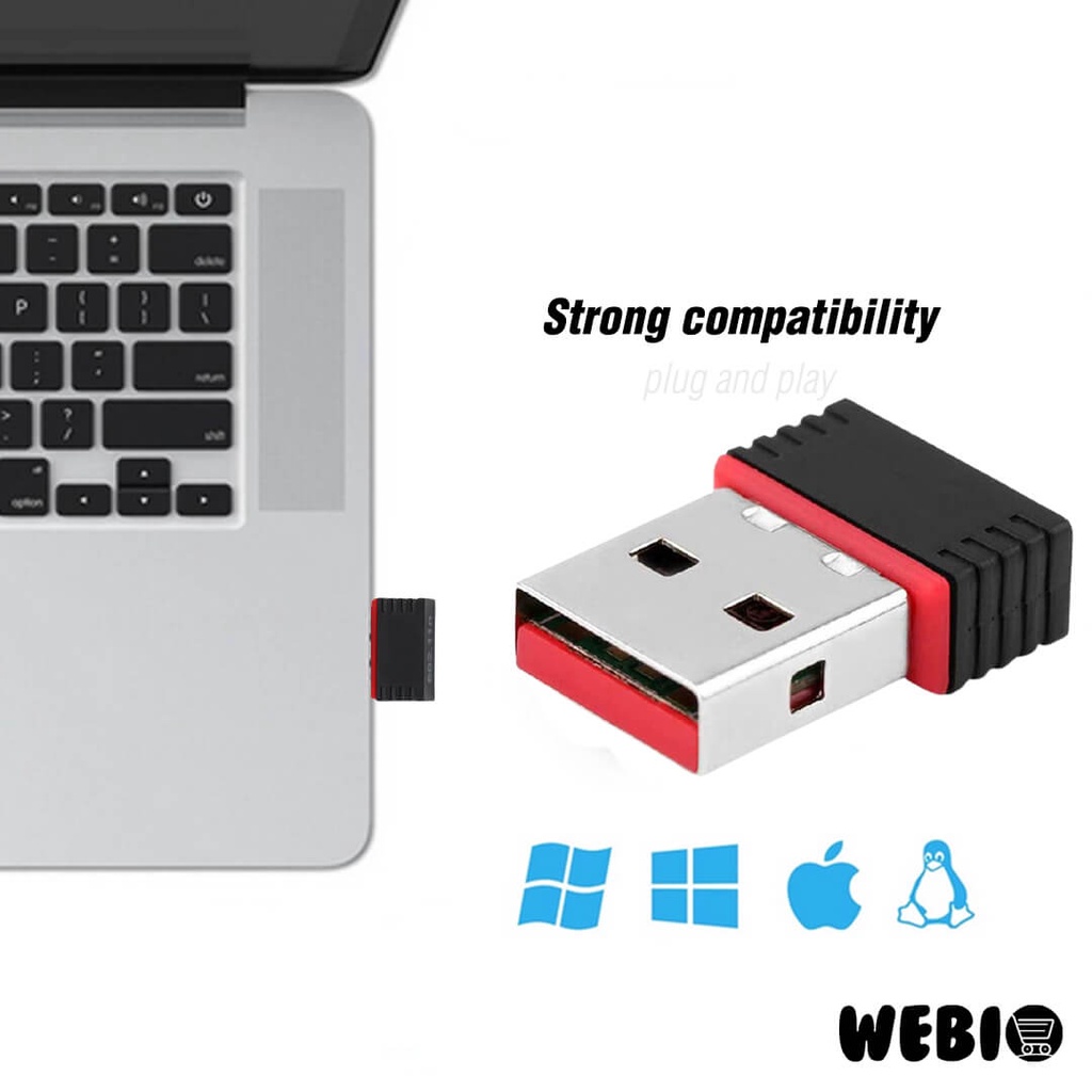 Jual USB WiFi Adapter Dongle Wireless Mini Receiver PC Laptop Komputer Donggle WiFi Eksternal ...