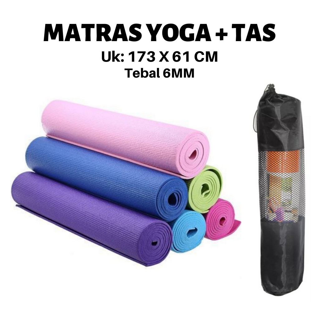 Jual Minicart Yoga Mat 6mm 173 x 61cm Matras Yoga Bonus Tas | Shopee ...