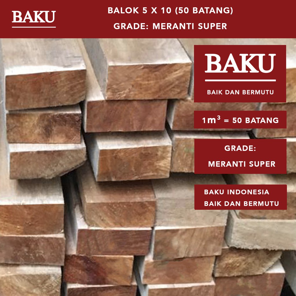 Jual Kayu Balok 5 x 10 Meranti Super (50 batang) | Shopee Indonesia