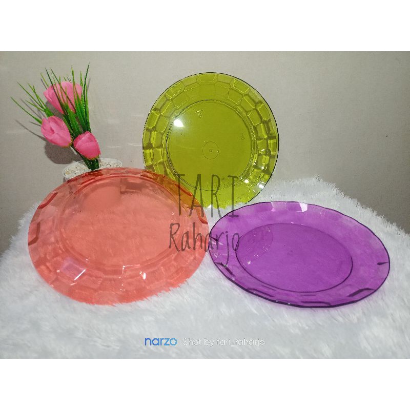 Jual prisma plate merah hijau ungu Tupperware piring kristal | Shopee ...
