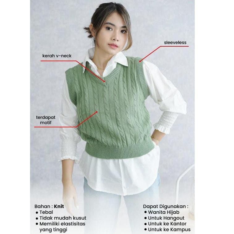 Jual Rompi Rajut Motif Vest Knit Sweater Warna Wanita | Shopee Indonesia