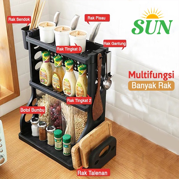Jual SUN RAK PERLENGKAPAN DAPUR 2 SUSUN, RAK SERBAGUNA, RAK BUMBU, RAK ...
