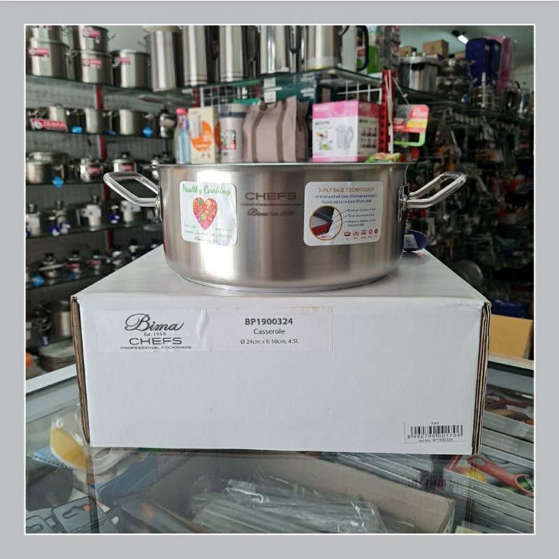 Jual BP1900324 Panci Casserole D24xH10cm Bima Chefs, SUS 304, Body Only ...