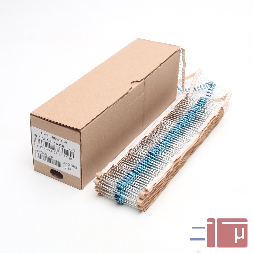 Jual x10 Resistor 22R 22 Ohm 1/2W Metal Film 1% Taiwan Kaki Tembaga ...