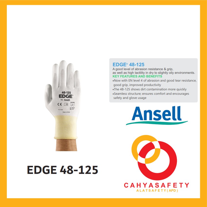 Jual ansell / edge 48-125 / edge / 48-125 / sarung tangan safety / sarung tangan / safety ...