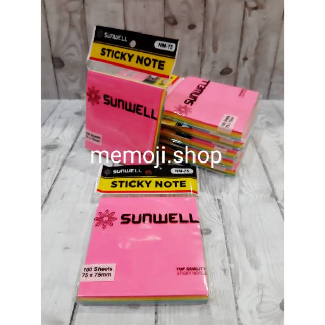 Jual Sticky Note SUNWELL 75x75 & 15x75 5warna | Shopee Indonesia
