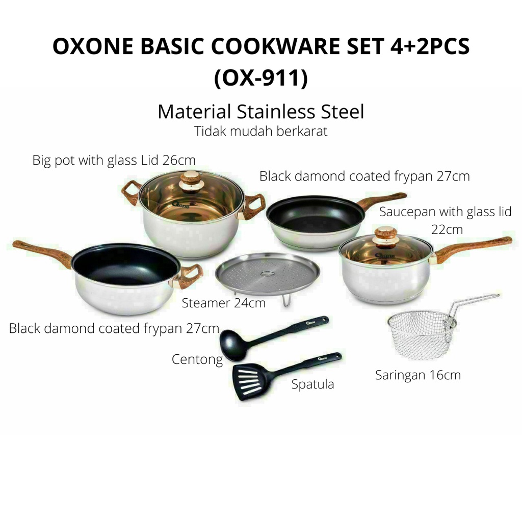 Jual PANCI SET OXONE OX-911 BASIC COOKWARE OXONE PANCI STAINLESS LENGKAP ASLI ORIGINAL MURAH ...