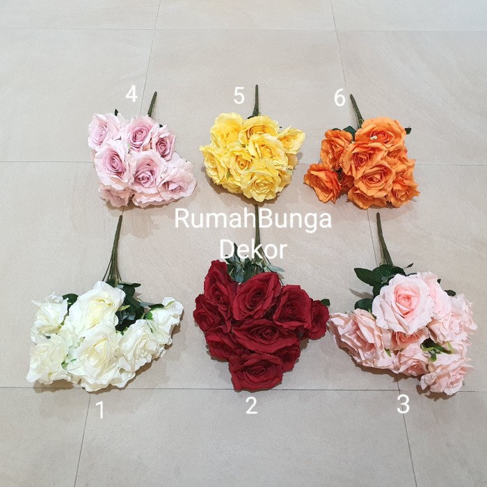 Jual Bunga Artificial Rose Besar x12 ( Ada 6 Warna ) | Shopee Indonesia