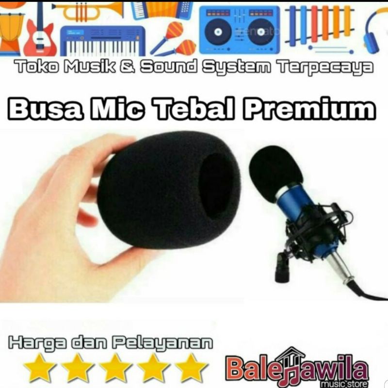 Jual Pop Filter wind noise Foam Shield Microphone Tutup Busa Mic ...
