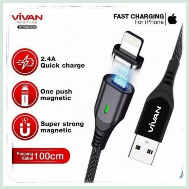 Jual Vivan MGL100 Kabel Charge Magnetic Lightning 100 cm Fast Charging ...