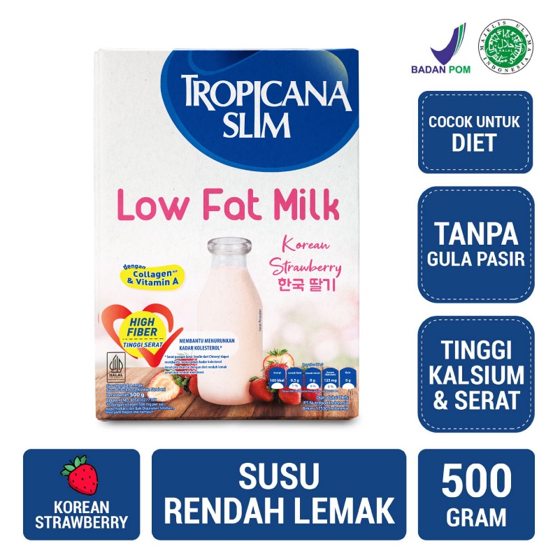 Jual Tropicana Slim Low Fat Milk Korean Strawberry 500 gram – Susu Diet ...