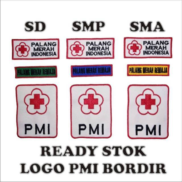 Jual (BISA COD) 1 Set Atribut Badge Logo PMI PMR Bordir Bed Bet Patch ...