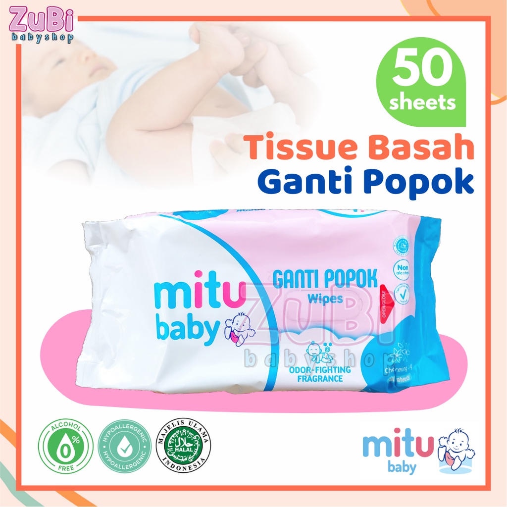 Jual MURAH Tissue Basah MITU Ganti Popok 50's Non Alkohol Baby Wipes ...