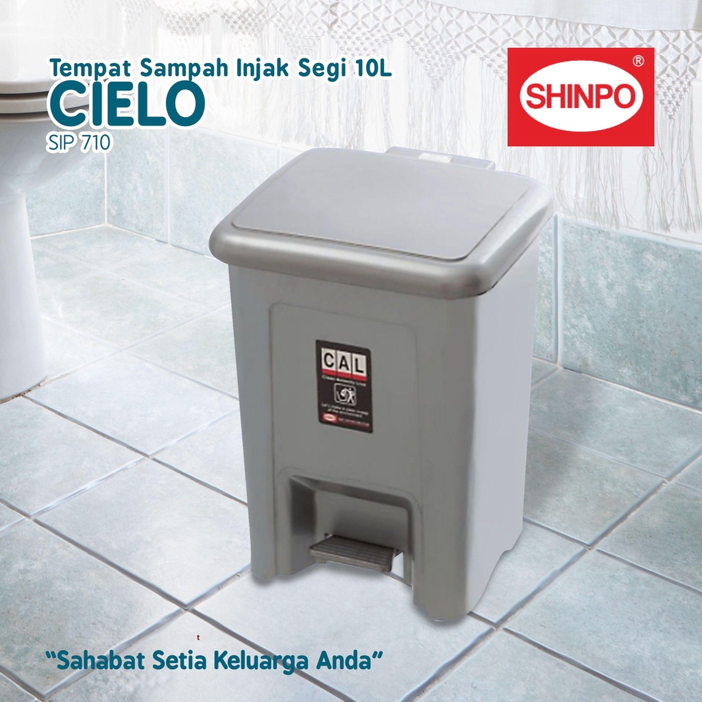 Jual SHINPO Tempat Sampah Plastik 10 L Dengan Injakan Cielo Dustbin SPO-SIP-710 Abu | Shopee ...