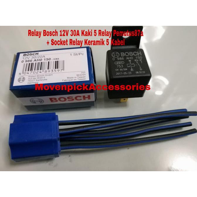 Jual (((Bisa Bayar Di Tempat))) Relay Bosch 12V 20/30A Kaki 5 Relay Pemutus 87A+Socket Relay ...