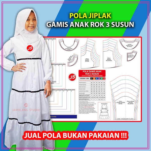 Jual Pola Jiplak Gamis Anak Rok 3 Susun [ JP 045 ] | Rotsa.Id | Shopee Indonesia