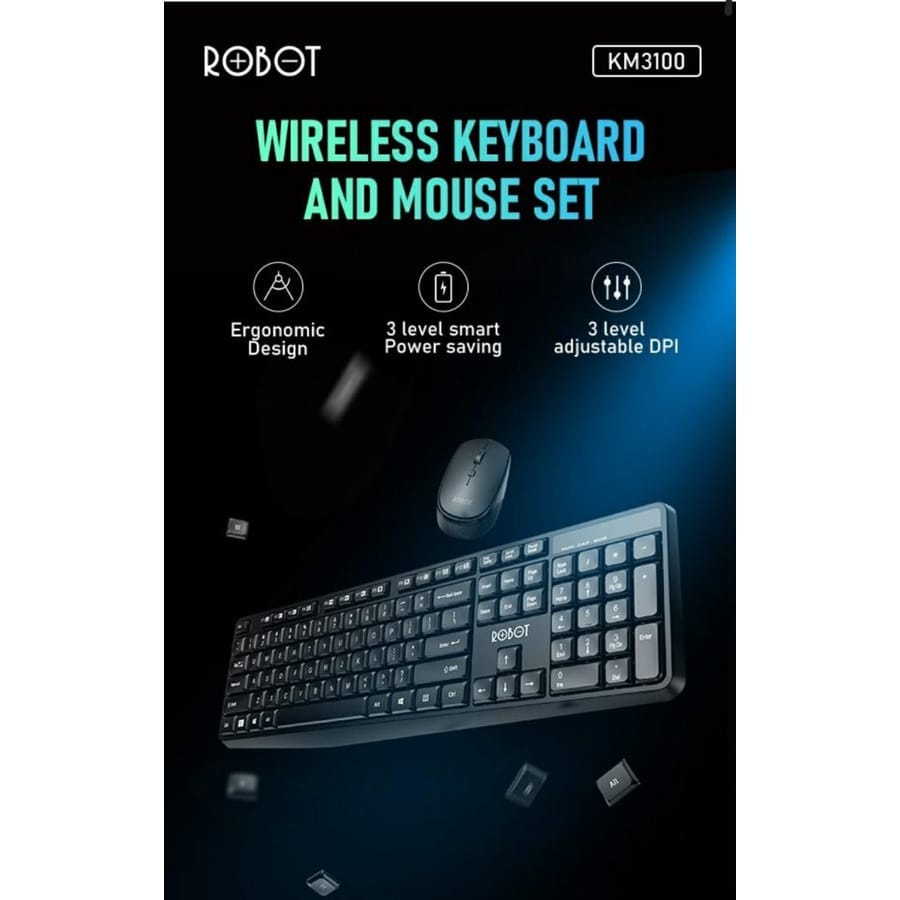 Jual ROBOT KM3100 Set Combo Keyboard & Mouse Wireless USB For PC ...