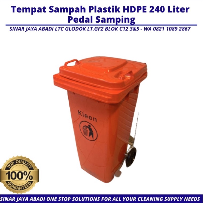 Jual Tempat Tong Sampah Plastik Pedal Samping dan Roda 240 Liter Plastic Dust Bin With Wheel ...