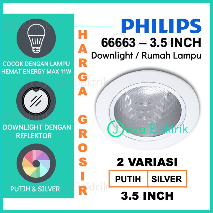 Jual PHILIPS Downlight 66663 Recessed Putih Nikel SIlver Max 11 watt ...