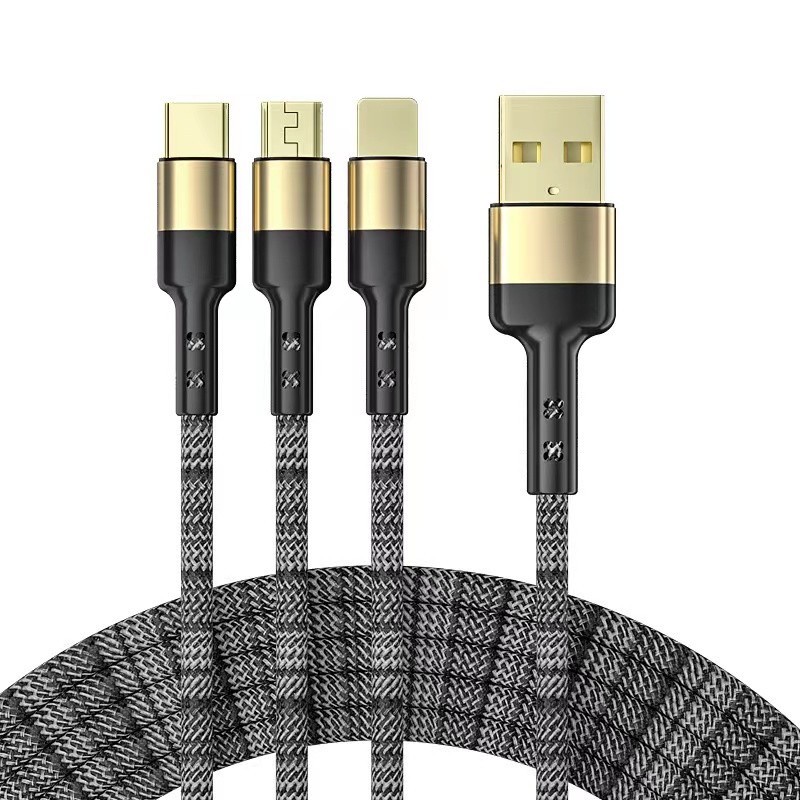 Jual Kabel 3 in 1 fast charging USB Micro Lightning Type cable charger ...