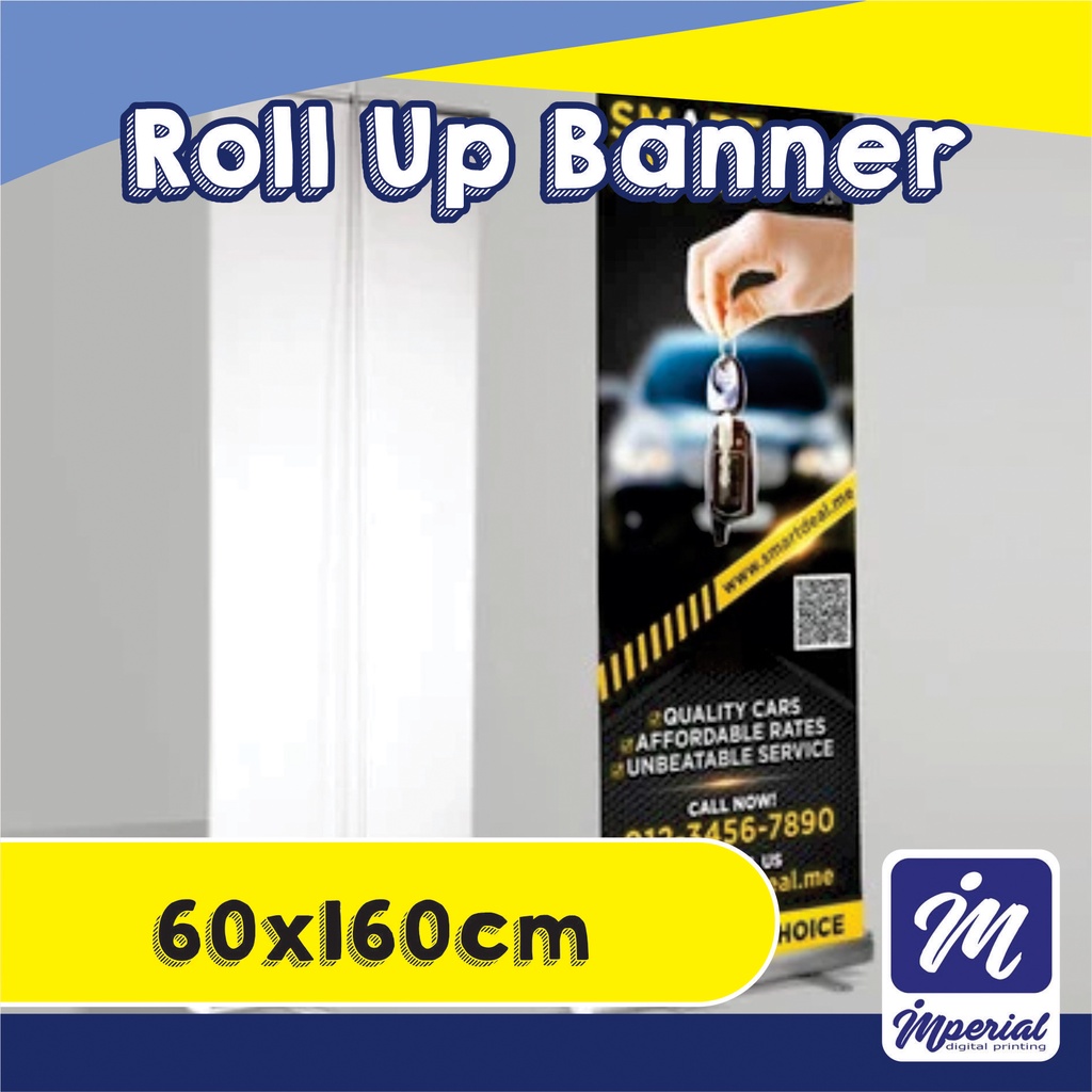 Jual Cetak Roll Up Banner Plus Tiang Bahan Super 440gr Ukuran 60x160cm ...