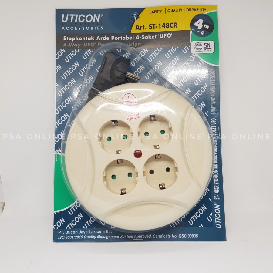 Jual STOP KONTAK KABEL ROLL 4 LUBANG UFO + KABEL 4 METER UTICON ST-148 ...