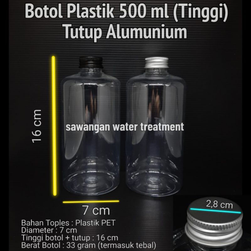 Jual Botol Plastik 500 ml Tutup Alumunium TINGGI / Botol 500 ml Tutup ...