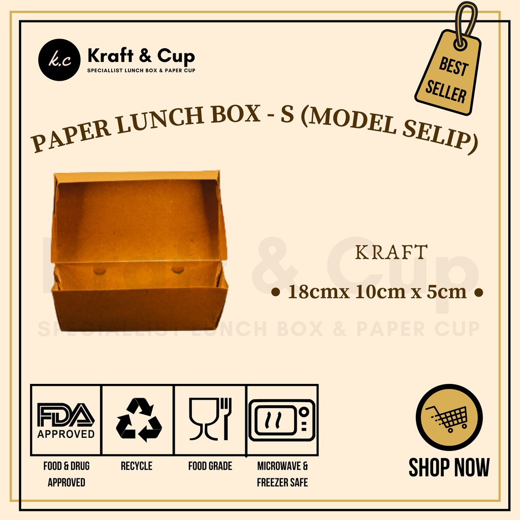 Jual Paper Lunch Box S Size 18cm x 10cm x 5cm / Box Mie Ayam | Shopee ...