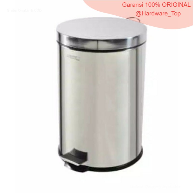 Jual Tempat sampah pedal bin injak 20 liter stainless steel Krisbow, soft close | Shopee Indonesia