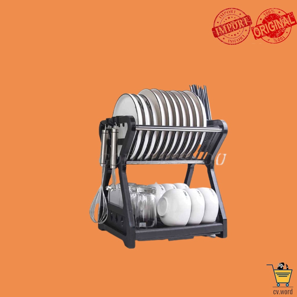 Jual Rak Piring Gelas Pengering Drainer Kitchen 2 layer | Shopee Indonesia