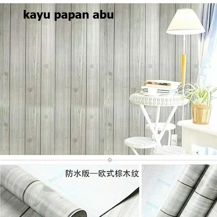 Jual Dekorasi Ruang Hiasan Dinding Kertas kayu papan abu Wallpaper ...