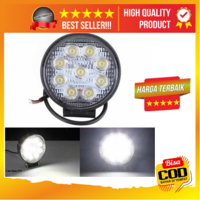 Jual Lampu Sorot WORKLIGHT LED BULAT 27W Lampu Tembak 9 MATA Motor ...