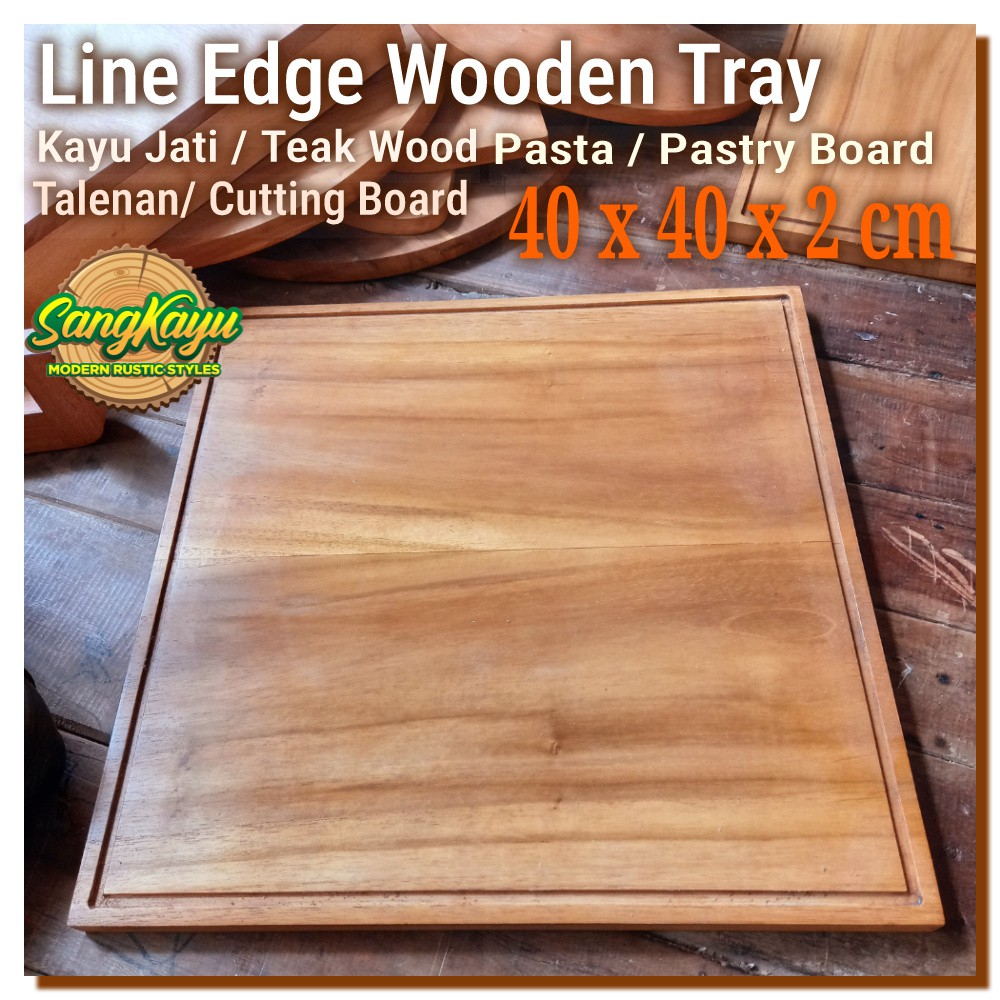 Jual Nampan kayu jati line edge 40x40x2cm talenan kayu jati Cutting ...