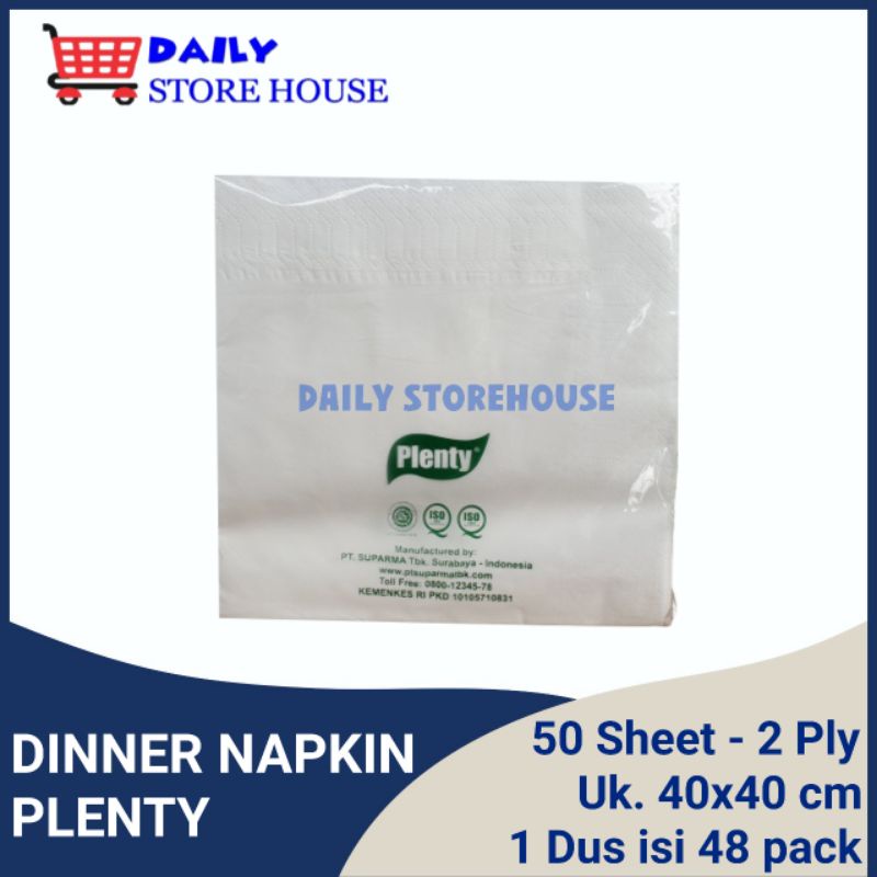 Jual Tissue Dinner Napkin Plenty Tisu Makan Restoran Cafe 2 Ply 50 ...