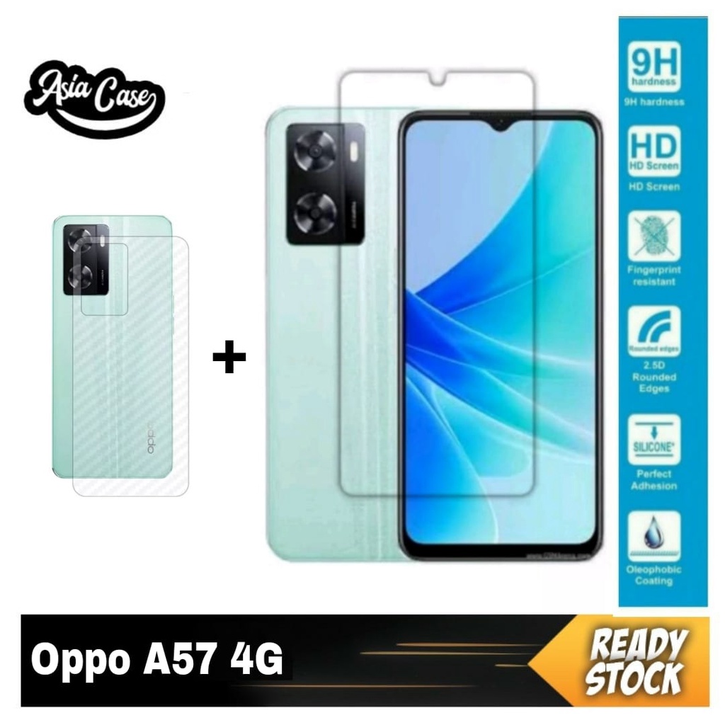 Jual Promo 2in1 Tempered Glass Layar Oppo A57 4G 2022 Clear bening Free ...
