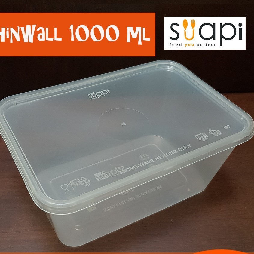 Jual Thinwall Segi / Kotak Makan Plastik Merek Suapi 1000 ML, isi 50 ...