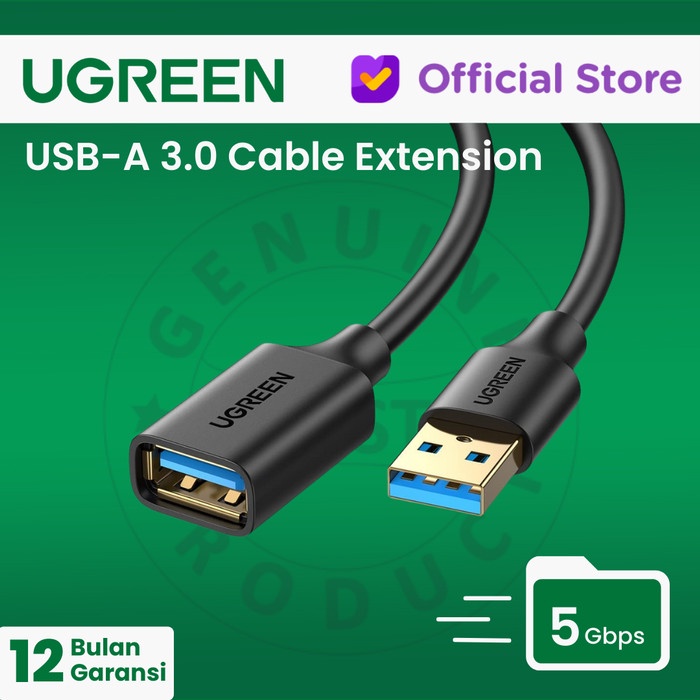 Jual UGREEN Kabel USB 3.0 Extension 0.5m, 1m, 2m, 3m - US129 | Shopee ...