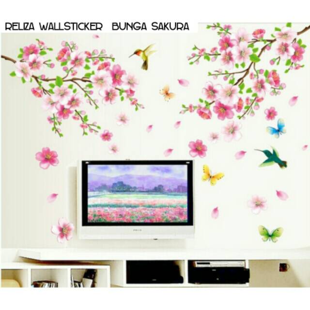 Jual RELIZA Wall Sticker / Stiker Dinding RANTING BUNGA SAKURA PINK ...