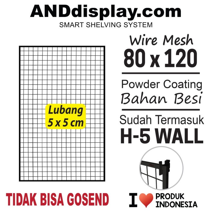 Jual dinding-hiasan- wiremesh 80x120cm + h5 wall hitam kawat ram ...