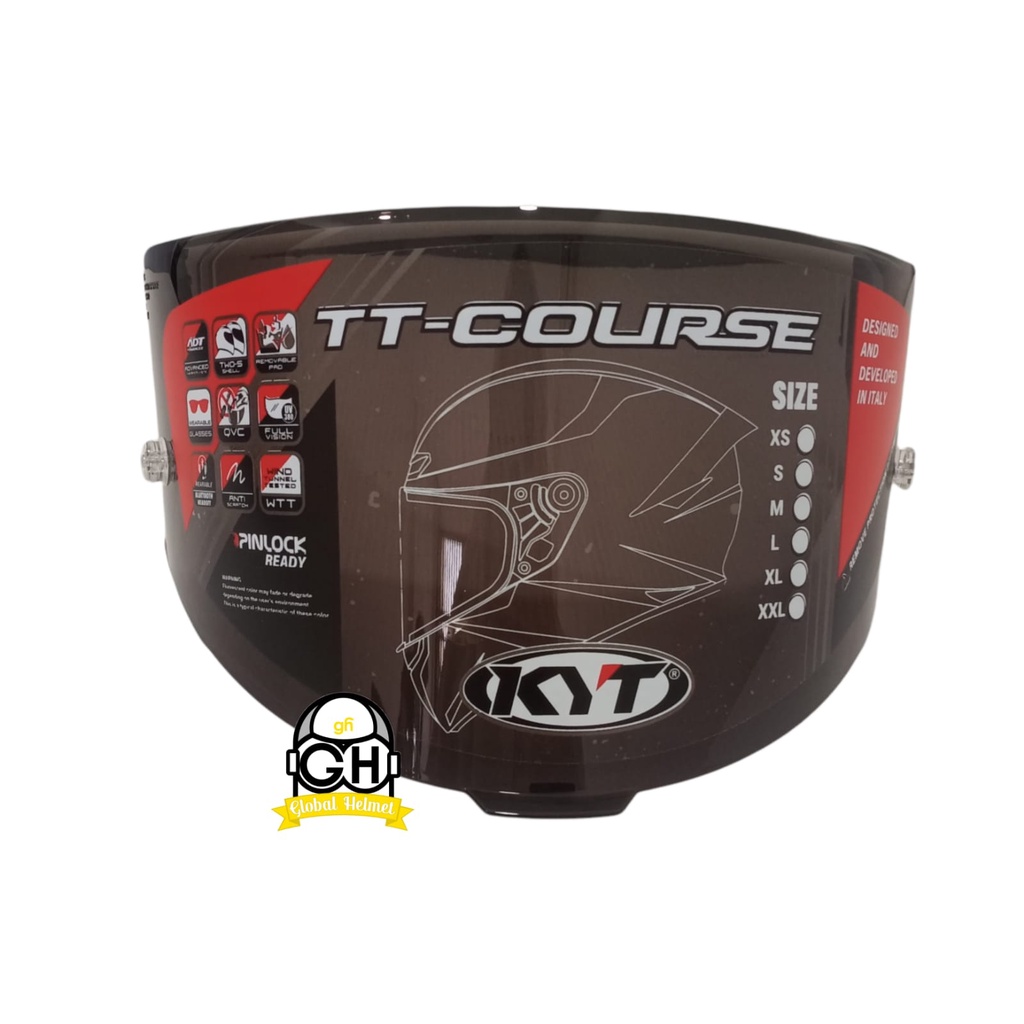 Jual Flat Visor KYT TT Course TTC Dark Smoke Kaca Datar Hitam Pinlock ...