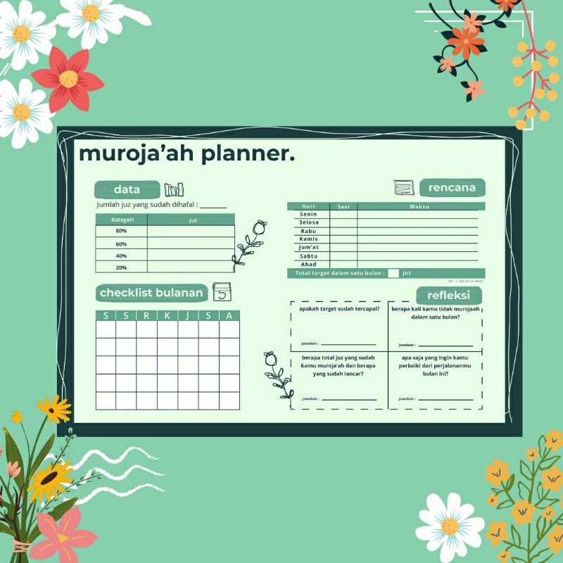 Jual Murojaah Planner/ Jurnal Murojaah Hafalan Al-Quran Theboardplan ...