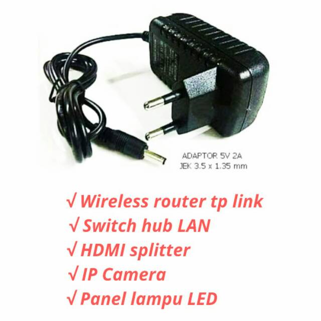Jual Adaptor 5V 2A ukuran jack 3,5mm x 1,35mm Cocok untuk Ip camera ...