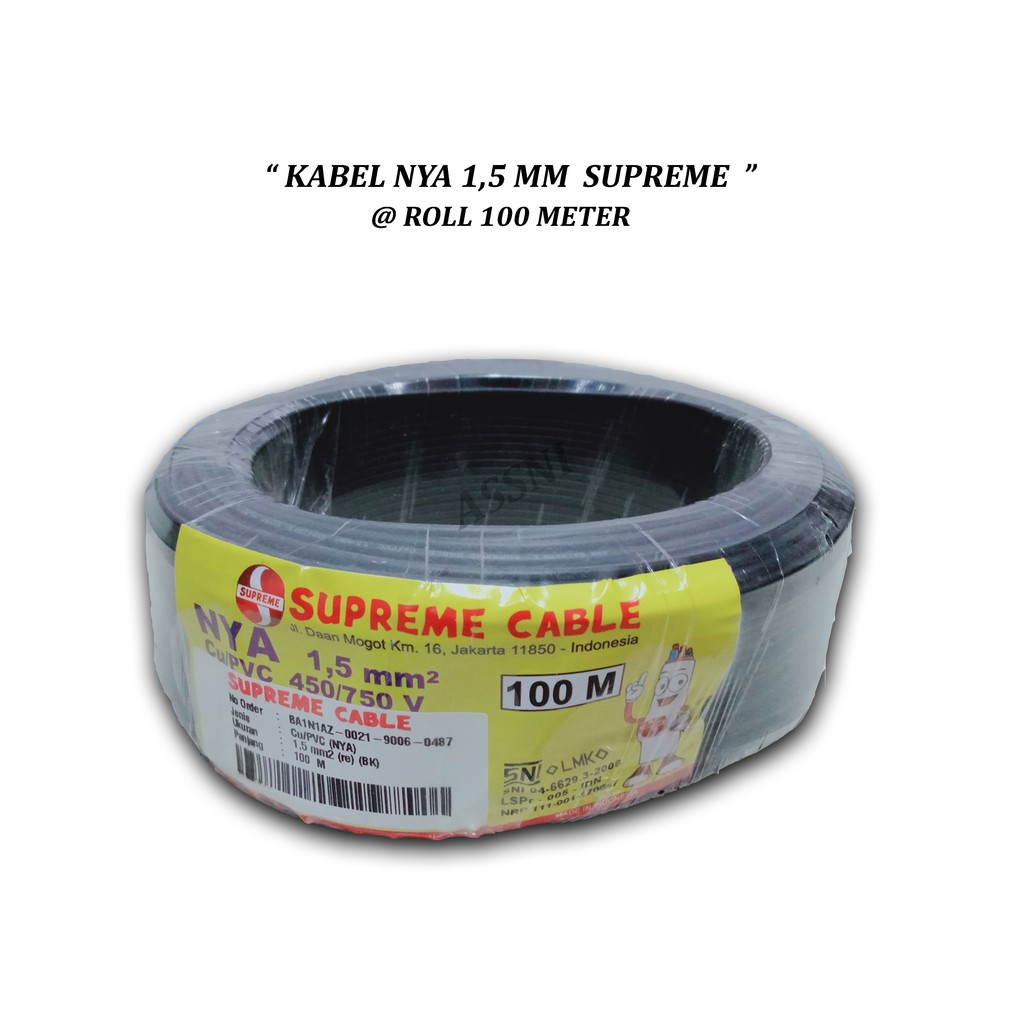 Jual KABEL NYA 1x1,5mm 1 X 1,5MM 1,5mm Merk SUPREME 100 Meter | Shopee Indonesia