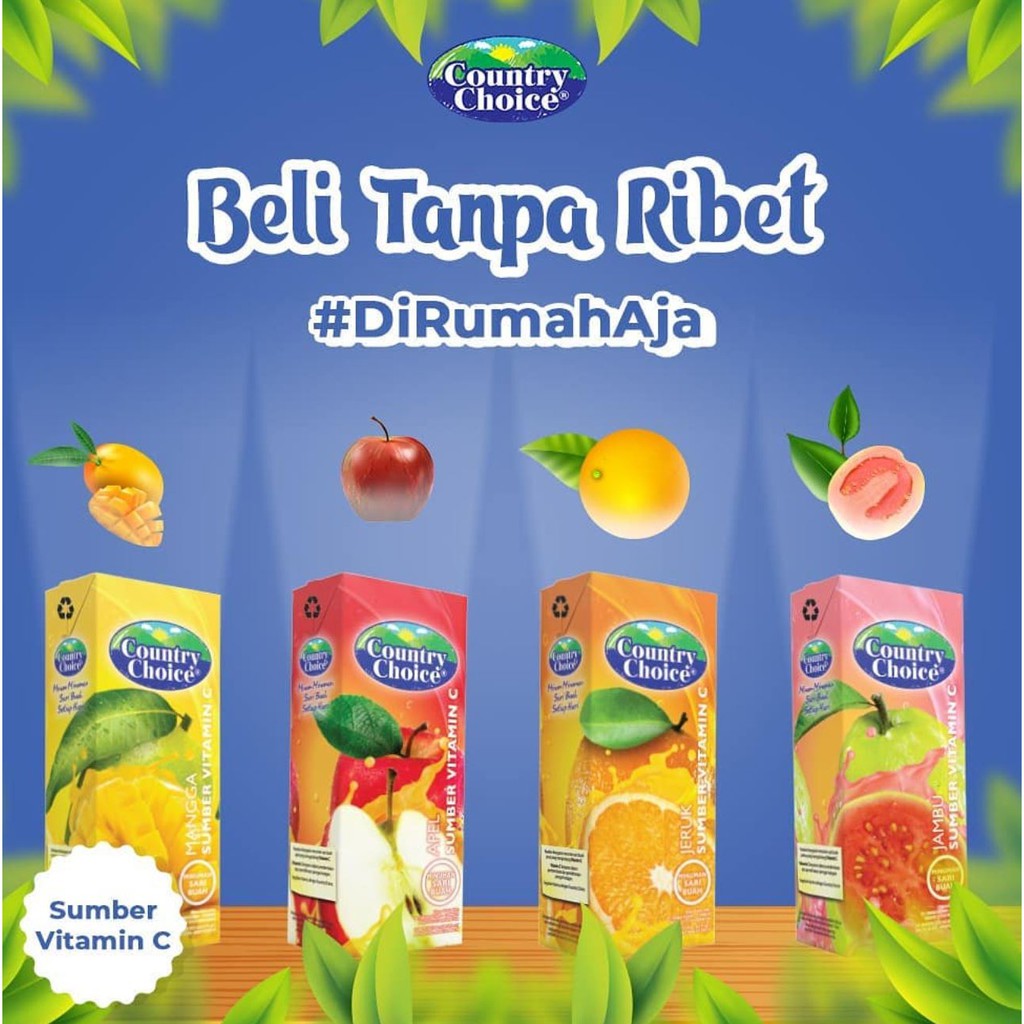 Jual COUNTRY CHOICE JUS BUAH SIAP MINUM BERAGAM RASA ORIGINAL SOSRO ...