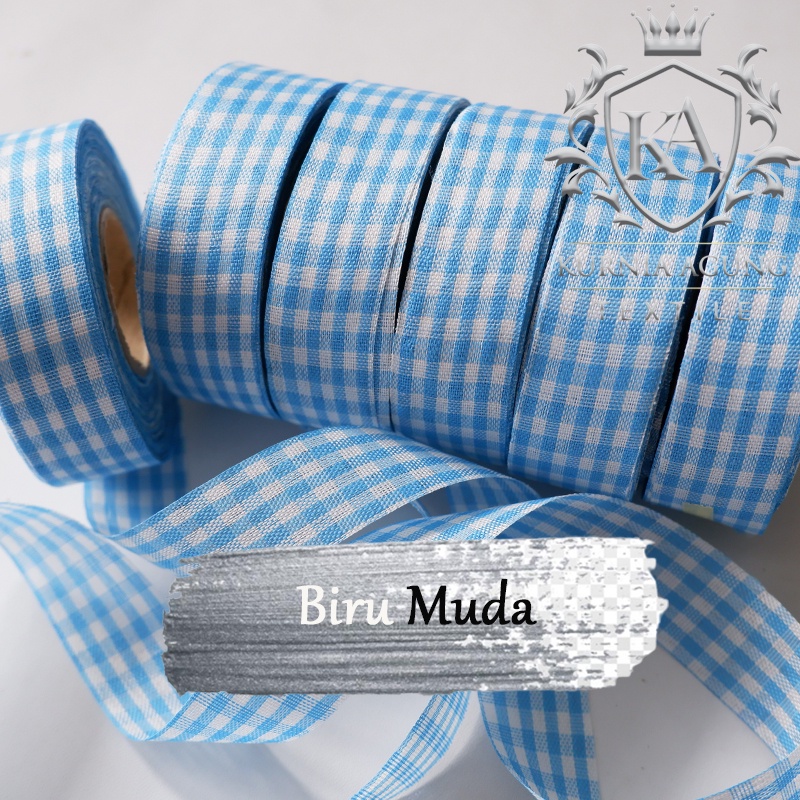 Jual Pita Kain Kotak 1 Inch / Pita Motif Kotak Kotak 2.5cm Bungkus Kado ...