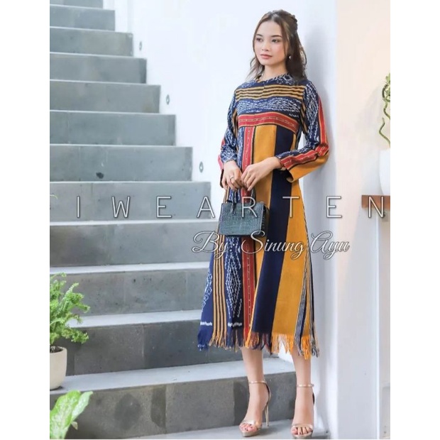 Jual dress tenun - dress etnik - dres tenun - baju tenun wanita - baju santai - baju pesta ...